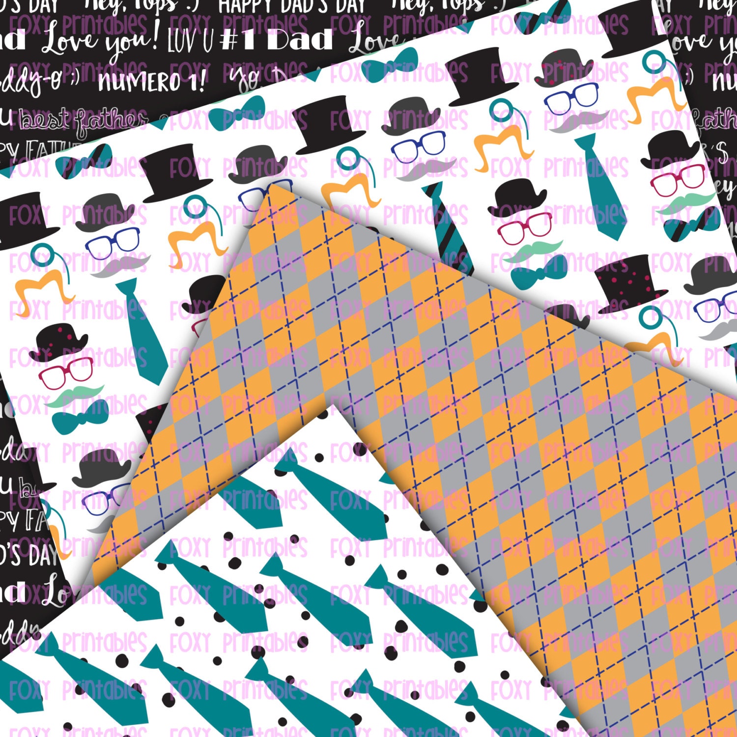 Father's Day Digital Paper Pack~ Happy Fathers Day Paper ~ #1 Dad, Best ...