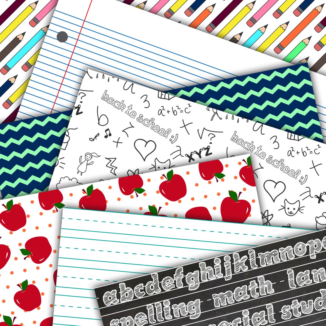 Back to School Digital Paper~ Fall Paper ~ Digital Scrapbooking ...