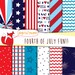 Fourth of July Digital Paper Patriotic Paper Pack American Flag Paper ...