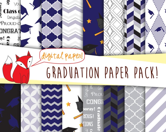 Graduation Digital Paper Class of 2016 Digital Pack Printable Paper ...
