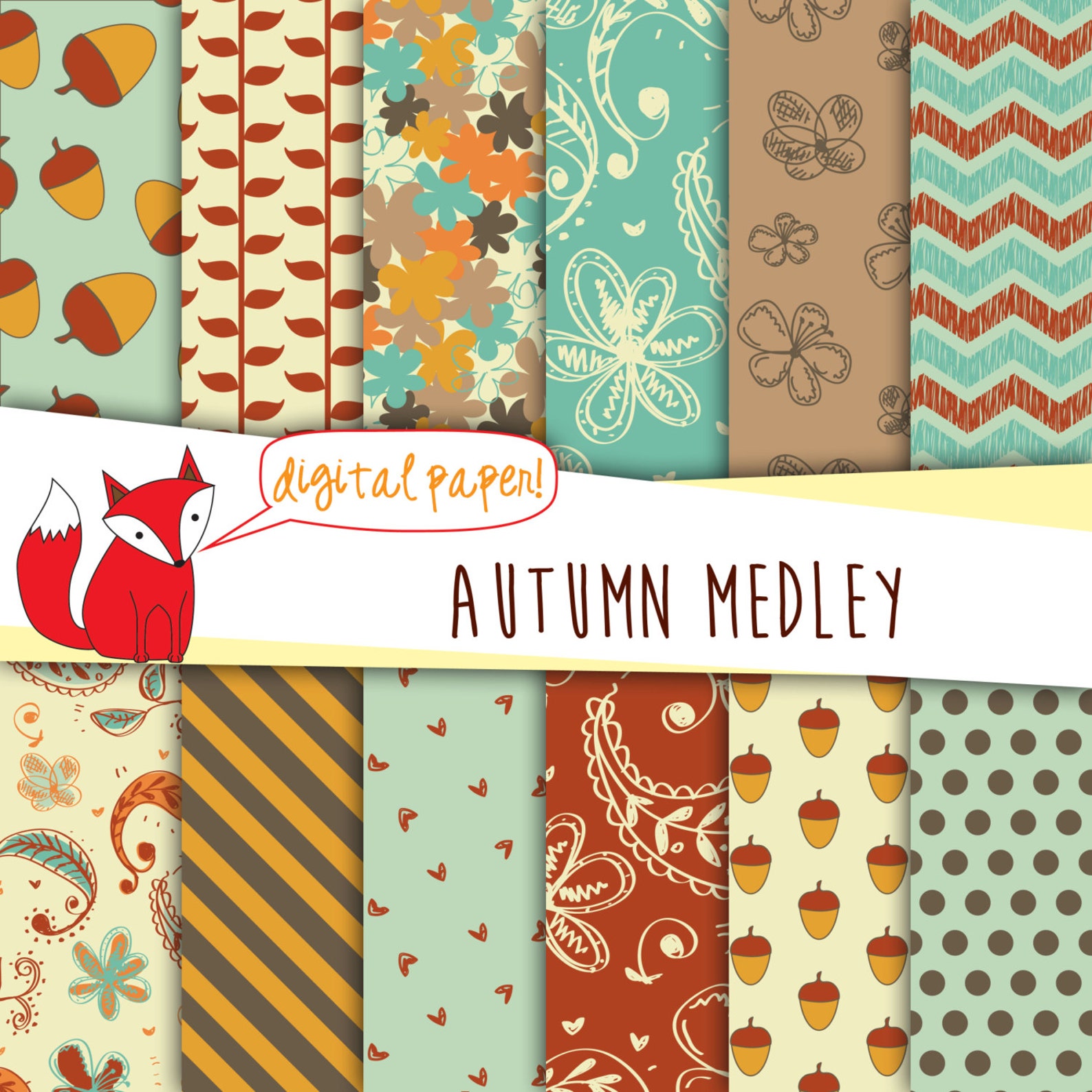 Fall Digital Paper Fall Paper autumn Medley Digital Scrapbooking ...