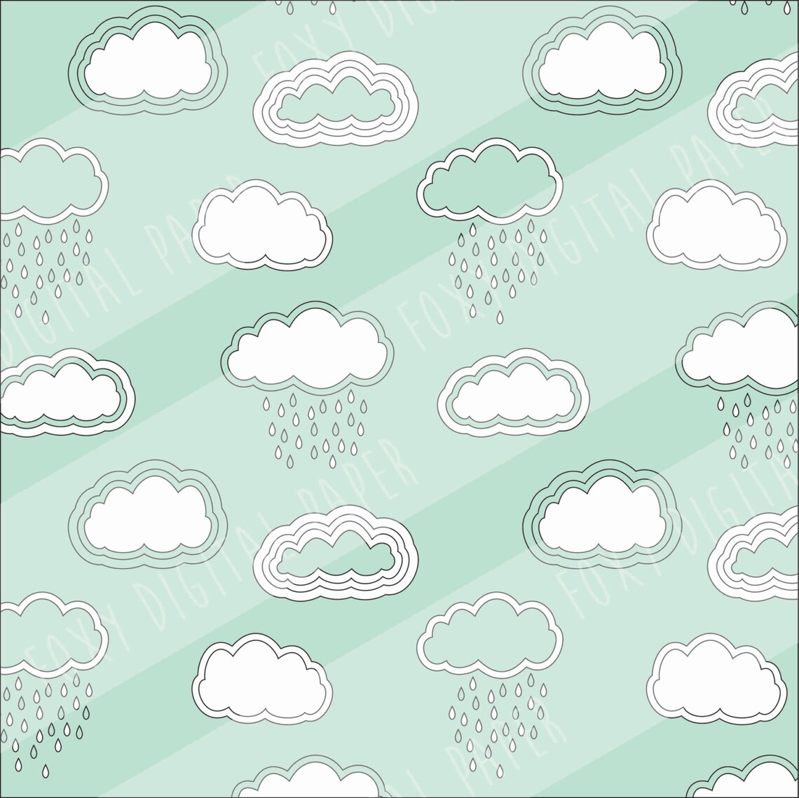 Cloudy Skies Digital Paper~ Digital Scrapbooking~ Raindrops~ "oh ...