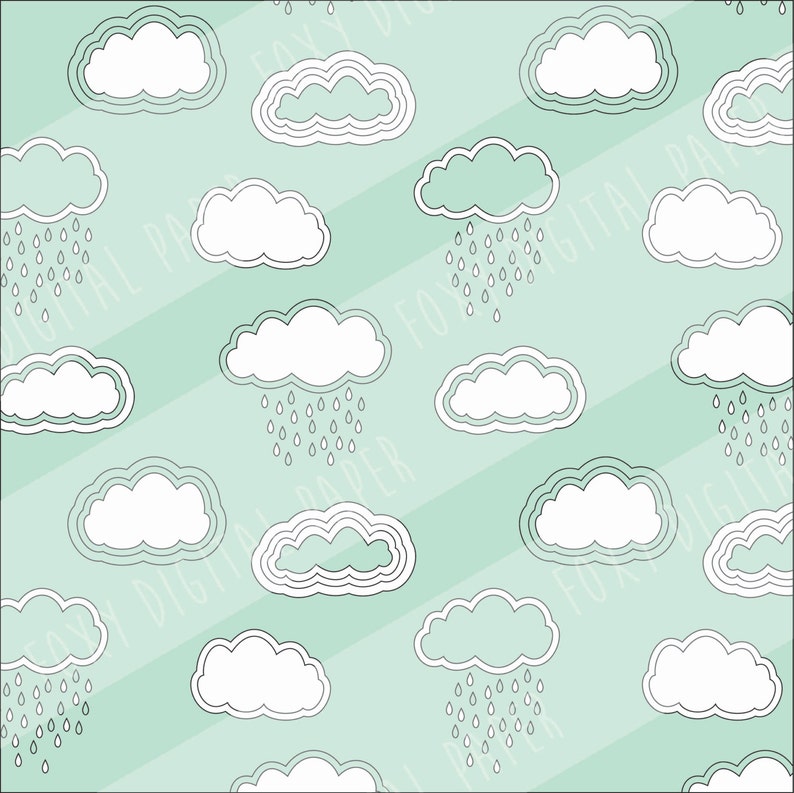 Cloudy Skies Digital Paper~ Digital Scrapbooking~ Raindrops~ "oh ...