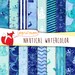 Nautical Digital Paper Blue Watercolor ~ Ocean Theme Printable~ Anchors ...