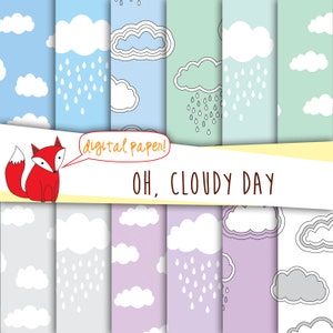 Cloudy Skies Digital Paper~ Digital Scrapbooking~ Raindrops~ "oh ...