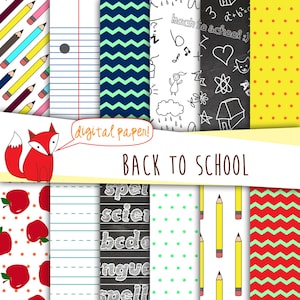 Back to School Digital Paper~ Fall Paper ~ Digital Scrapbooking ...