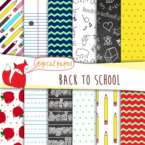 Back to School Digital Paper. Office Supplies Student - Etsy