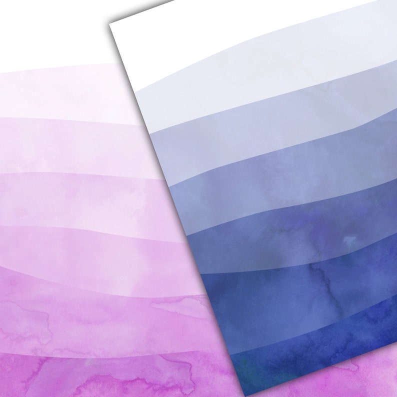 Dip-dye Ombre Watercolor Paper Pack~ Printable Digital Papers~ Instant ...