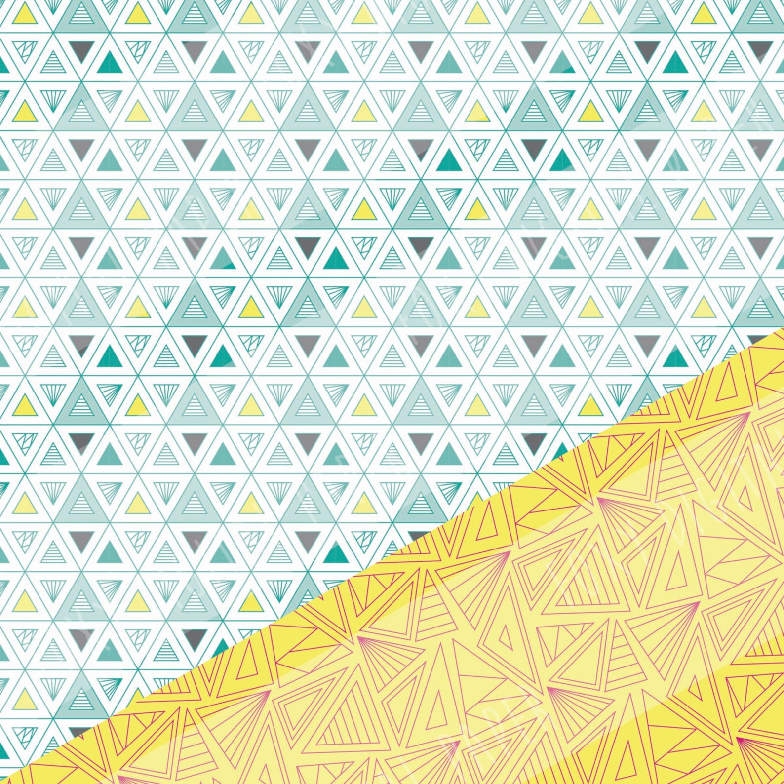 Triangle Digital Paper ~ Geometric Triangle Prints ~ "triangle Spring ...