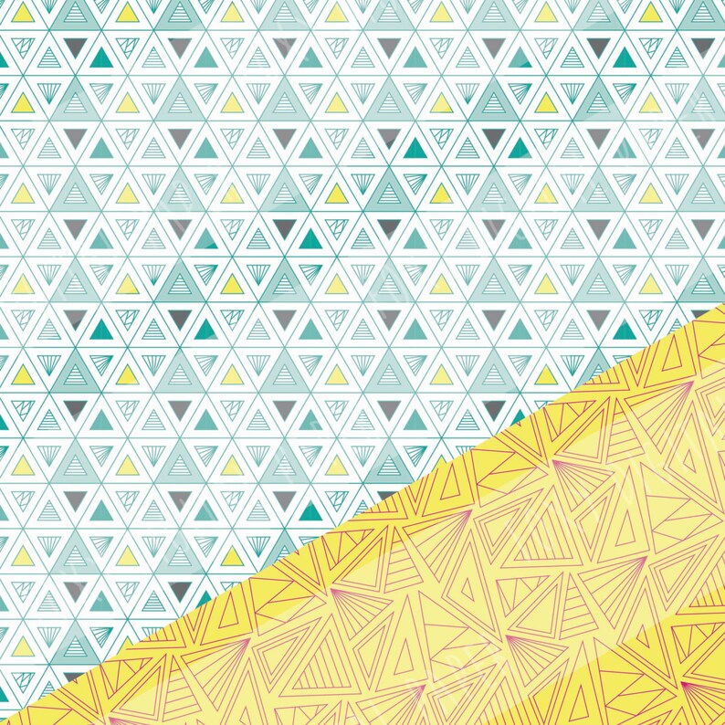 Triangle Digital Paper ~ Geometric Triangle Prints ~ "triangle Spring ...
