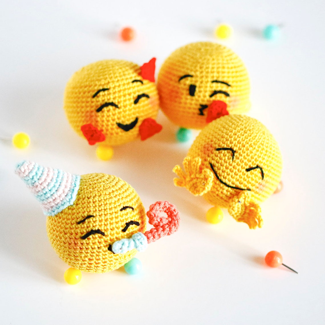 Crochet Emoji Amigurumi Pattern Set of 5 Cute Emoji Tutorial - Etsy
