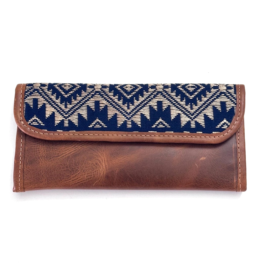 Guatemalan Leather Trifold Wallet, Embroidered Mayan Design Wallet With ...