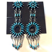 Vintage Turquoise Cluster Earrings - Etsy