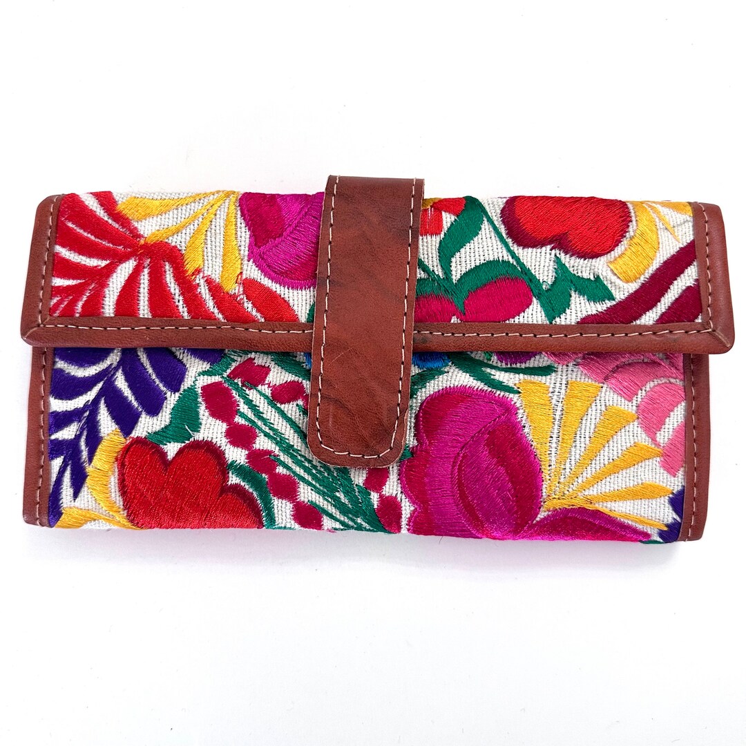 Guatemalan Leather Trifold Wallet, Embroidered Mayan Design Wallet With ...