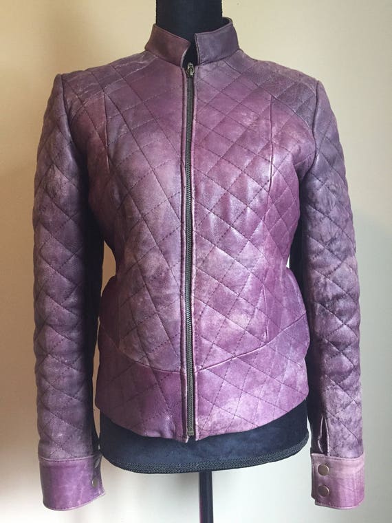 Purple Genuine Leather Jacket, Original Authentic Vin… - Gem