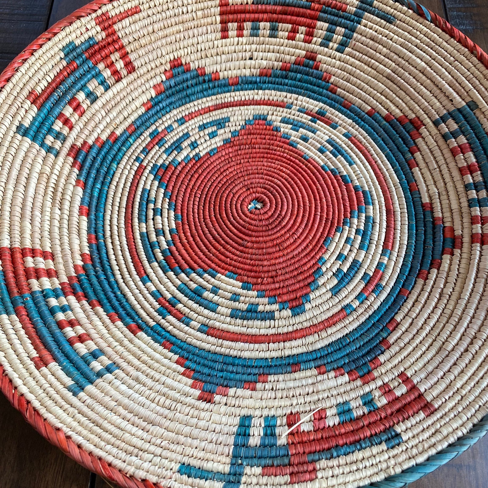 13.5 Shallow Woven Basket Southwestern Style Decor - Etsy