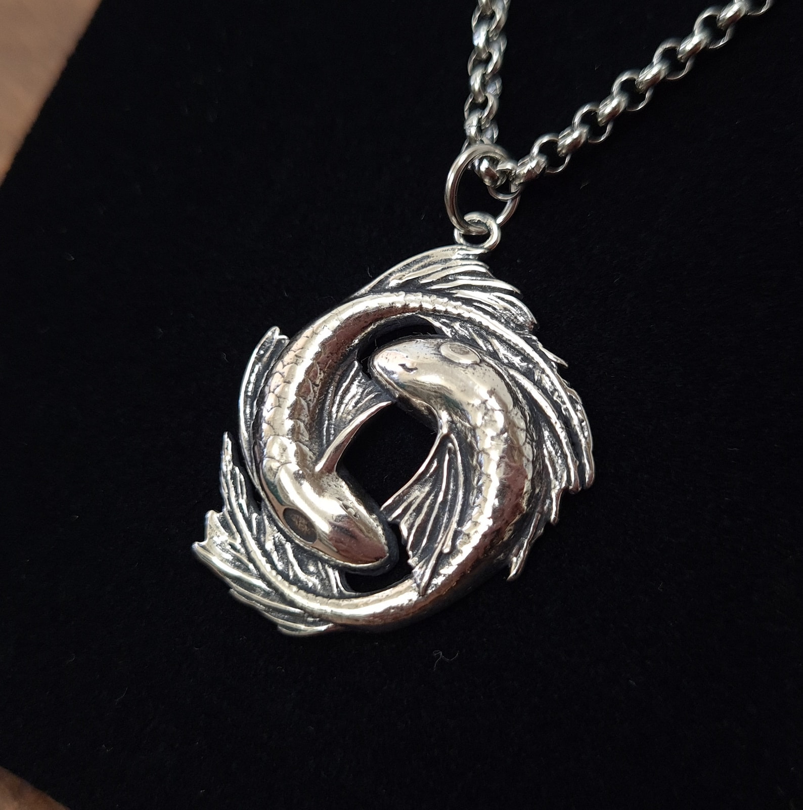 Koi Fish Yin Yang Necklace Charm Pendant Jewelry Brass and - Etsy