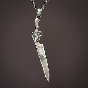 Final Fantasy VIII Squall Gunblade Necklace: Engraved Stainless Steel ...