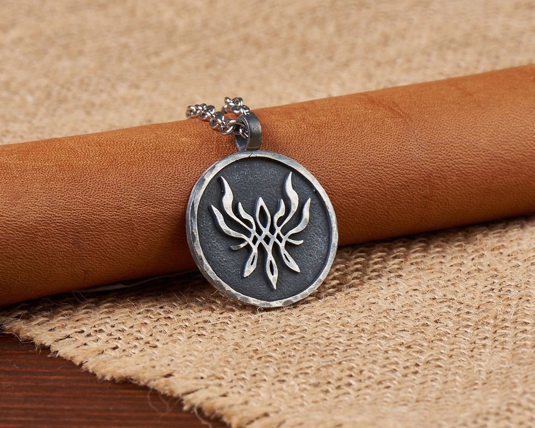 925 Sterling Silver Fire Emblem Crest of Flames Metal Pendant - Etsy