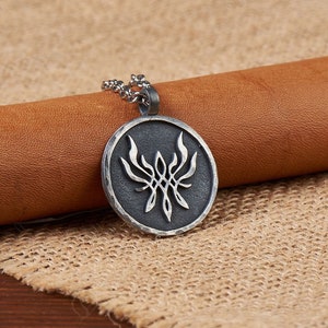 925 Sterling Silver Fire Emblem Crest of Flames Metal Pendant - Etsy