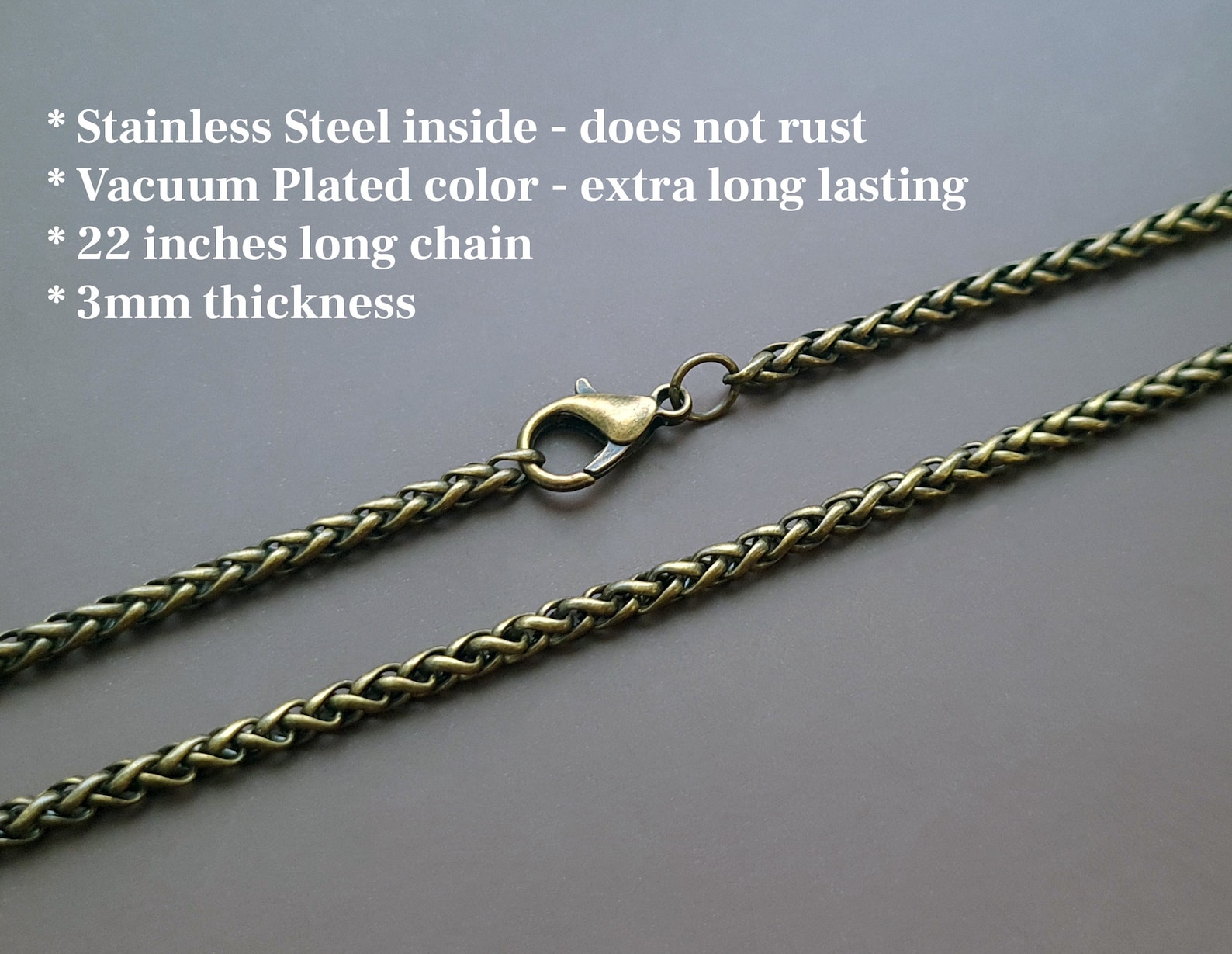 925 Sterling Silver Wheat Chain With Soldered Fittings 22 Inches 3mm ...