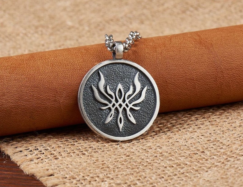 925 Sterling Silver Fire Emblem Crest of Flames Metal Pendant - Etsy