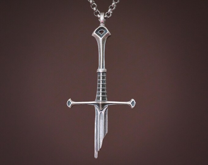 Sterling Silver Broken Sword Cross Necklace - Anduril Jewelry Silver ...