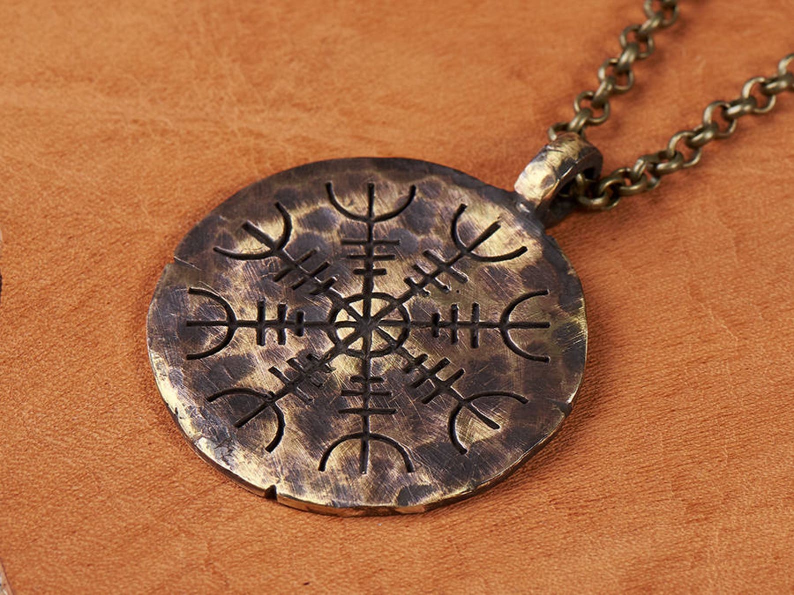 Viking Protection Pendant Aegishjalmur Helm of Awe Necklace Norse ...