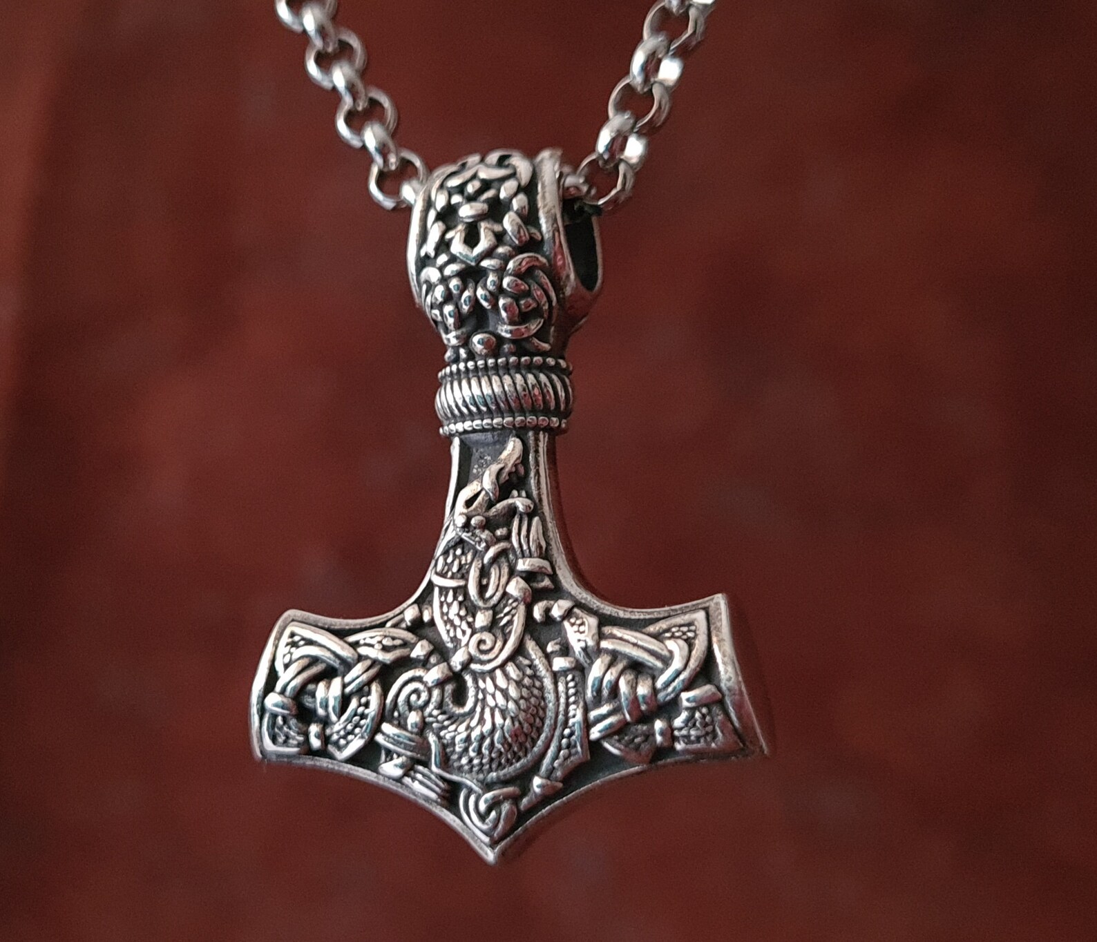 925 Sterling Silver Viking Wolf Fenrir Thor Hammer Thors - Etsy