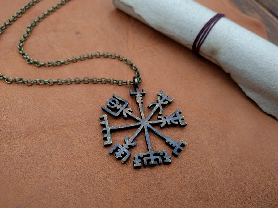 Vegvisir A Viking Compass Hand Hammered Pendant Necklace | Etsy