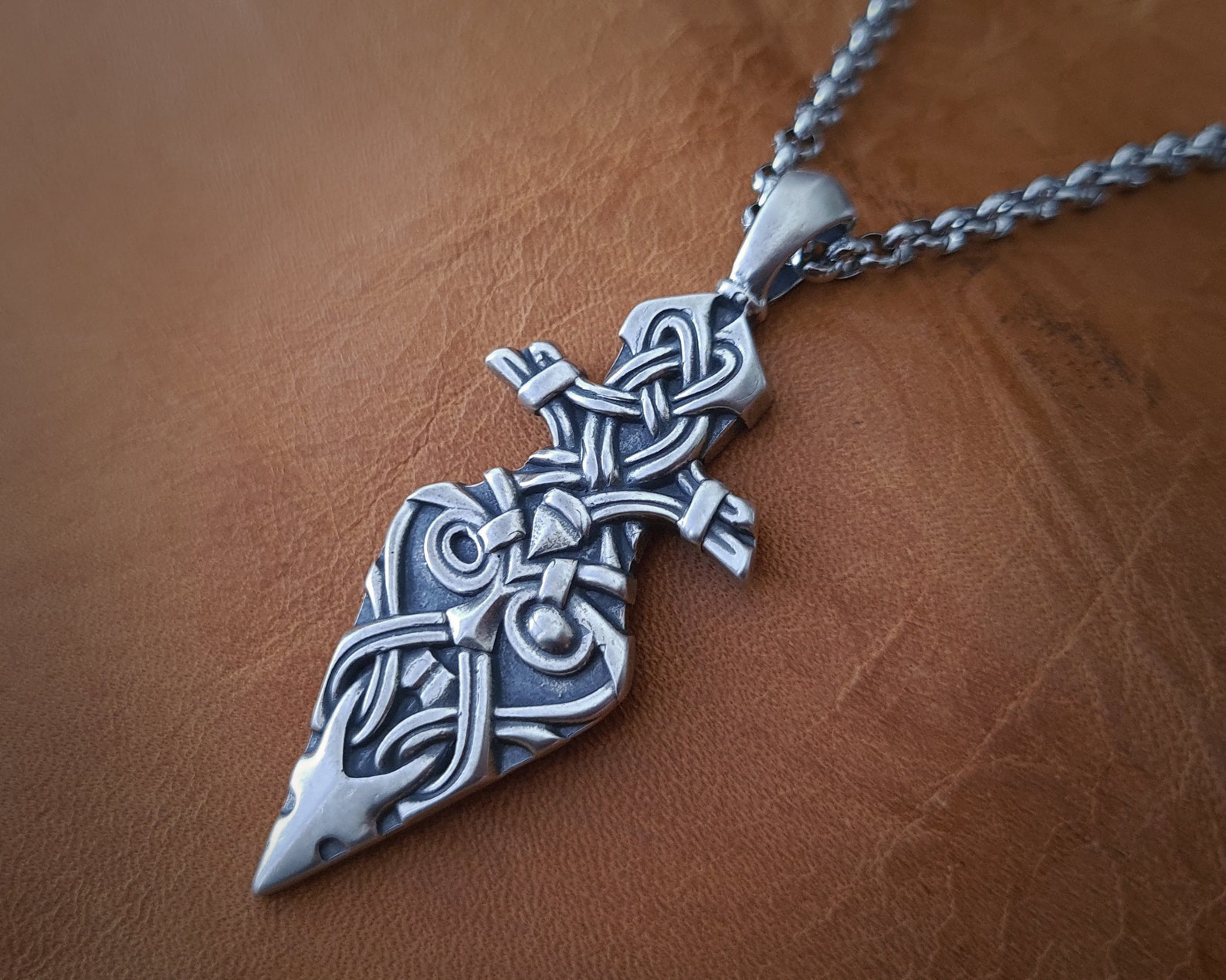 Brass / 925 Sterling Silver Viking Odin Gungnir Spear Pendant - Etsy