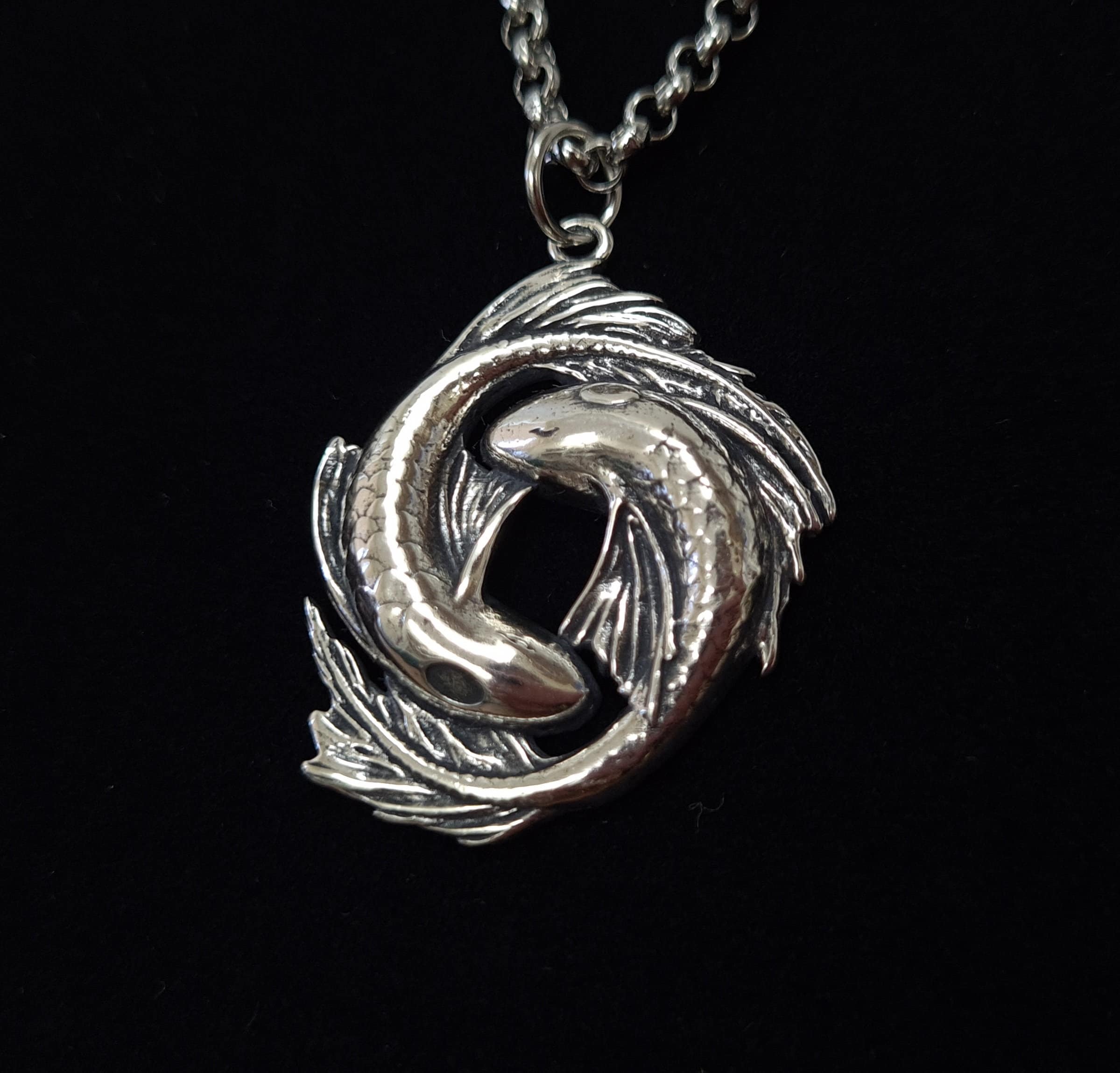 Koi Fish Yin Yang Necklace Charm Pendant Jewelry Brass and - Etsy