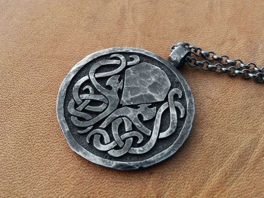 925 Sterling Silver Cthulhu Necklace Pendant Amulet With Chain | Etsy