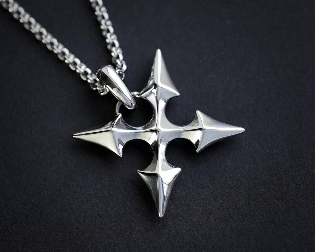 925 Sterling Silver Kingdom Heart Roxas Cross Necklace Pendant Jewelry Book of Prophecies Etsy