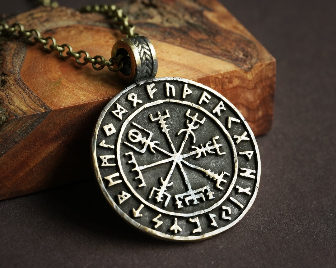 Viking Compass Vegvisir Rune Necklace Pendant – Nordic Amulet Jewelry ...