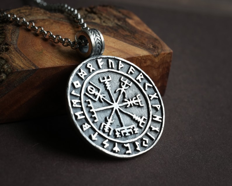 Viking Compass Vegvisir Rune Necklace Pendant – Nordic Amulet Jewelry ...