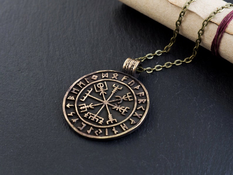 Viking Compass Vegvisir Rune Necklace Pendant – Nordic Amulet Jewelry ...