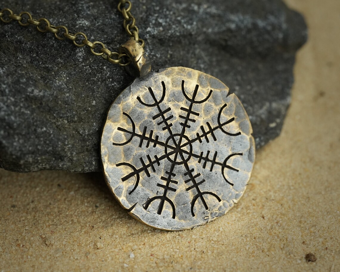 Viking Protection Pendant Aegishjalmur Helm of Awe Necklace Norse ...