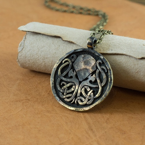 925 Sterling Silver Cthulhu Necklace Pendant Amulet With Chain - Etsy