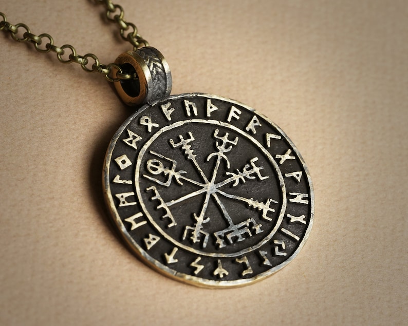 Viking Compass Vegvisir Rune Necklace Pendant – Nordic Amulet Jewelry ...