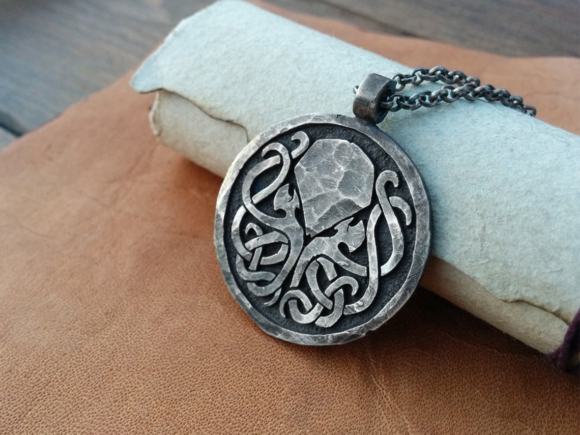 925 Sterling Silver Cthulhu Necklace Pendant Amulet With Chain - Etsy