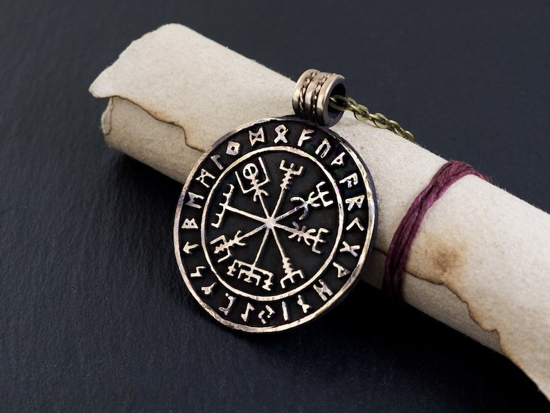 Viking Compass Vegvisir Rune Necklace Pendant – Nordic Amulet Jewelry ...