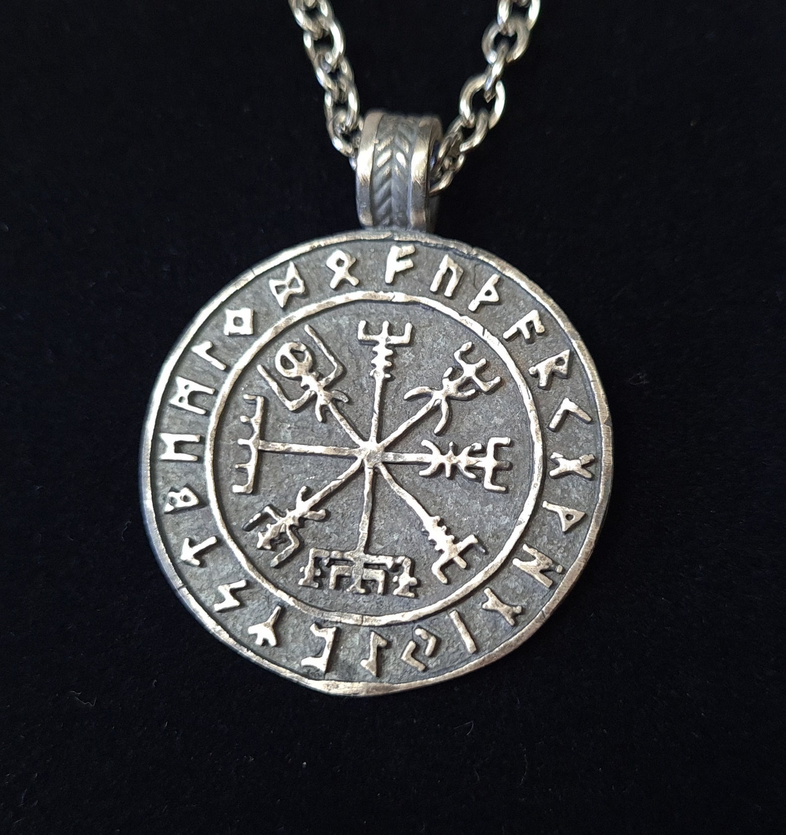 Viking Compass Vegvisir With Runes Necklace Pendant Amulet - Etsy