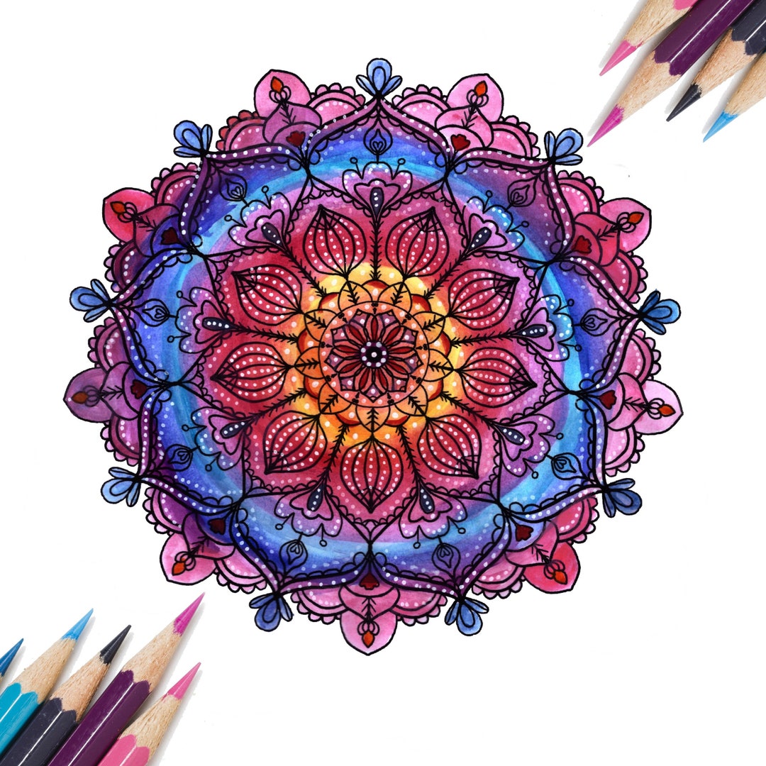 Mandala Coloring Therapy, Coloring Page,digital Coloring Pages, Digital ...