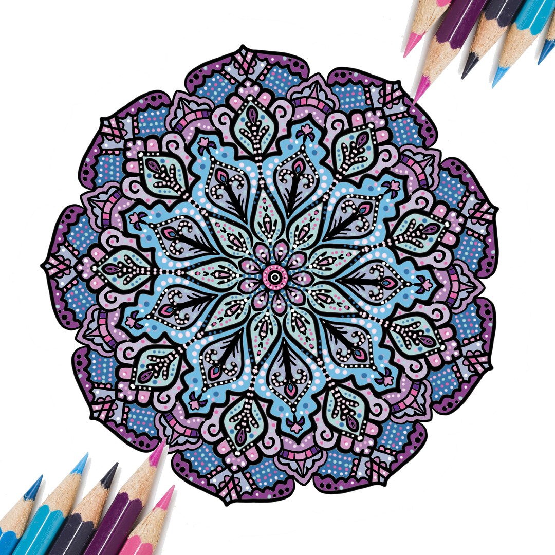 Mandala Coloring Therapy, Coloring Page,digital Coloring Pages, Digital ...