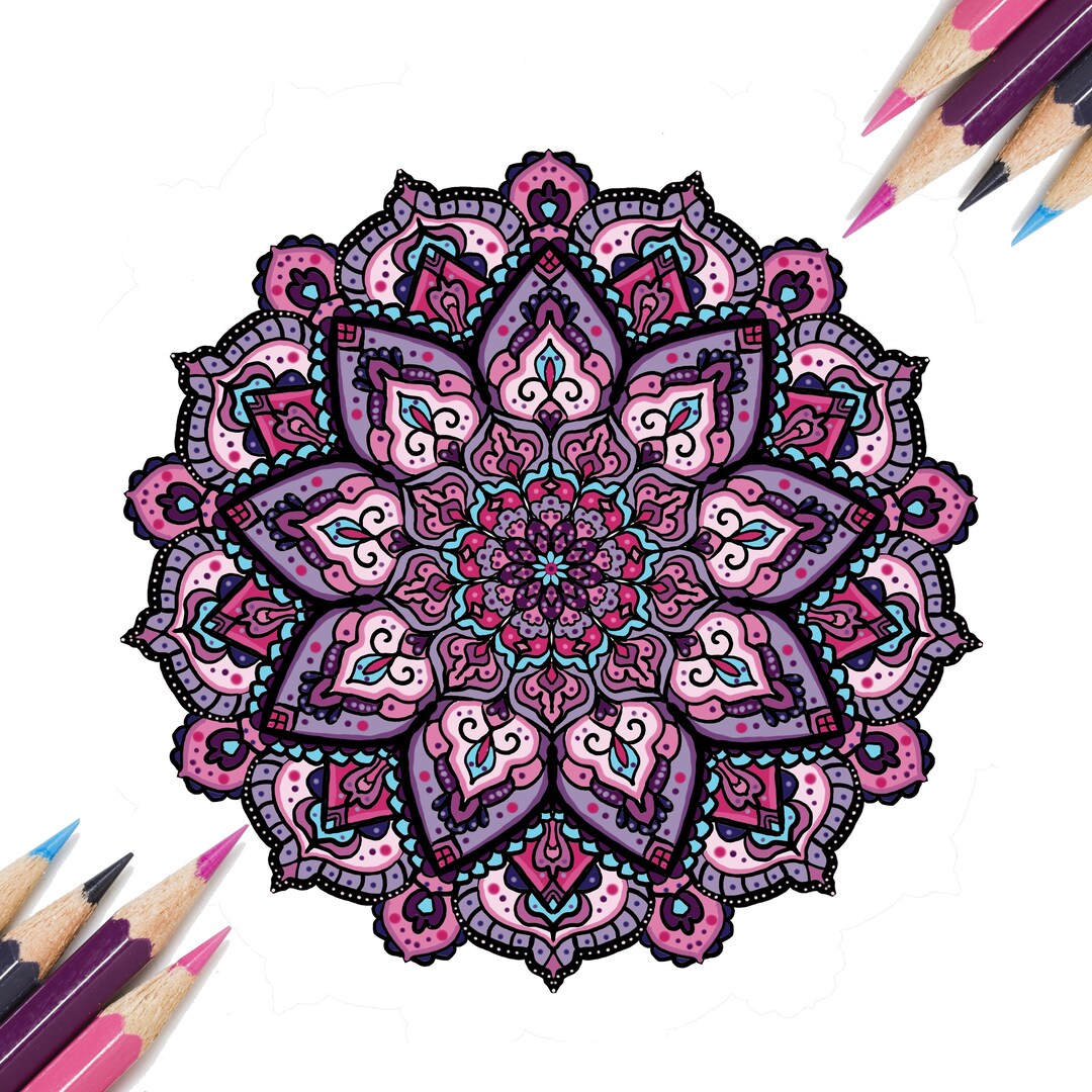 Mandala Coloring Therapy, Coloring Page,digital Coloring Pages, Digital ...