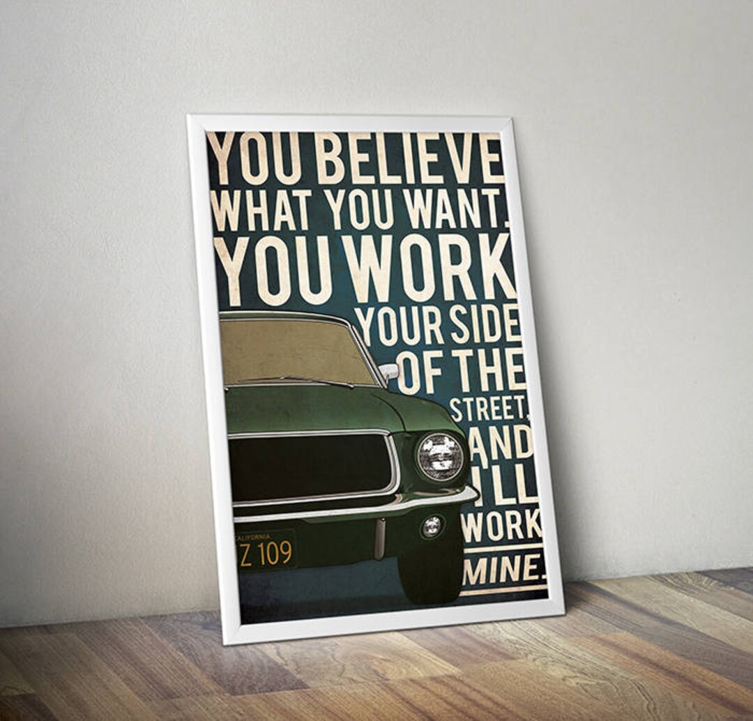 Bullitt Poster, Bullitt Print, Bullit Movie Art, Gift for Him, Gift for ...