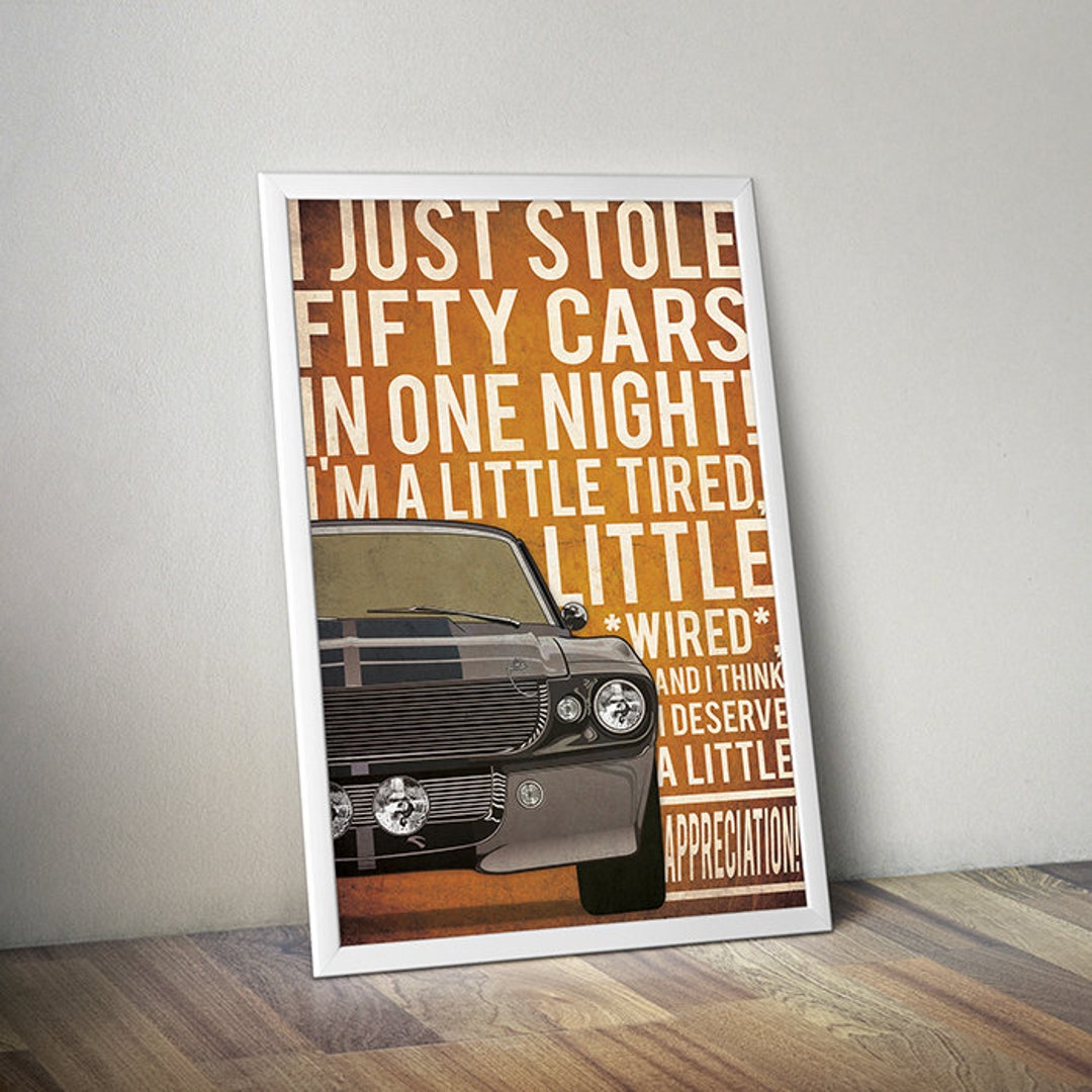 Gone in 60 Seconds Poster, Gone in 60 Seconds Print, Gift, Gift for Him ...