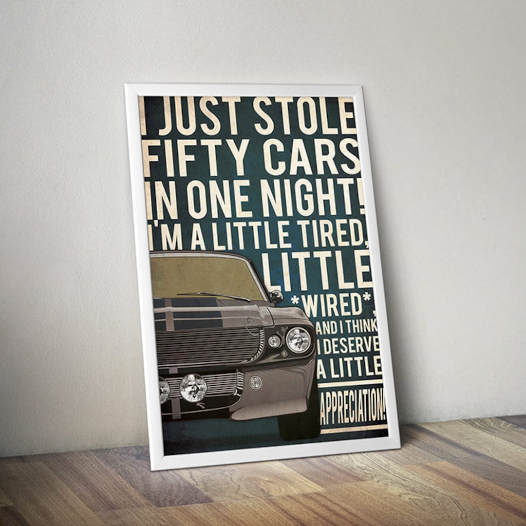 Gone in 60 Seconds Poster, Gone in 60 Seconds Print, for Him, Gift ...