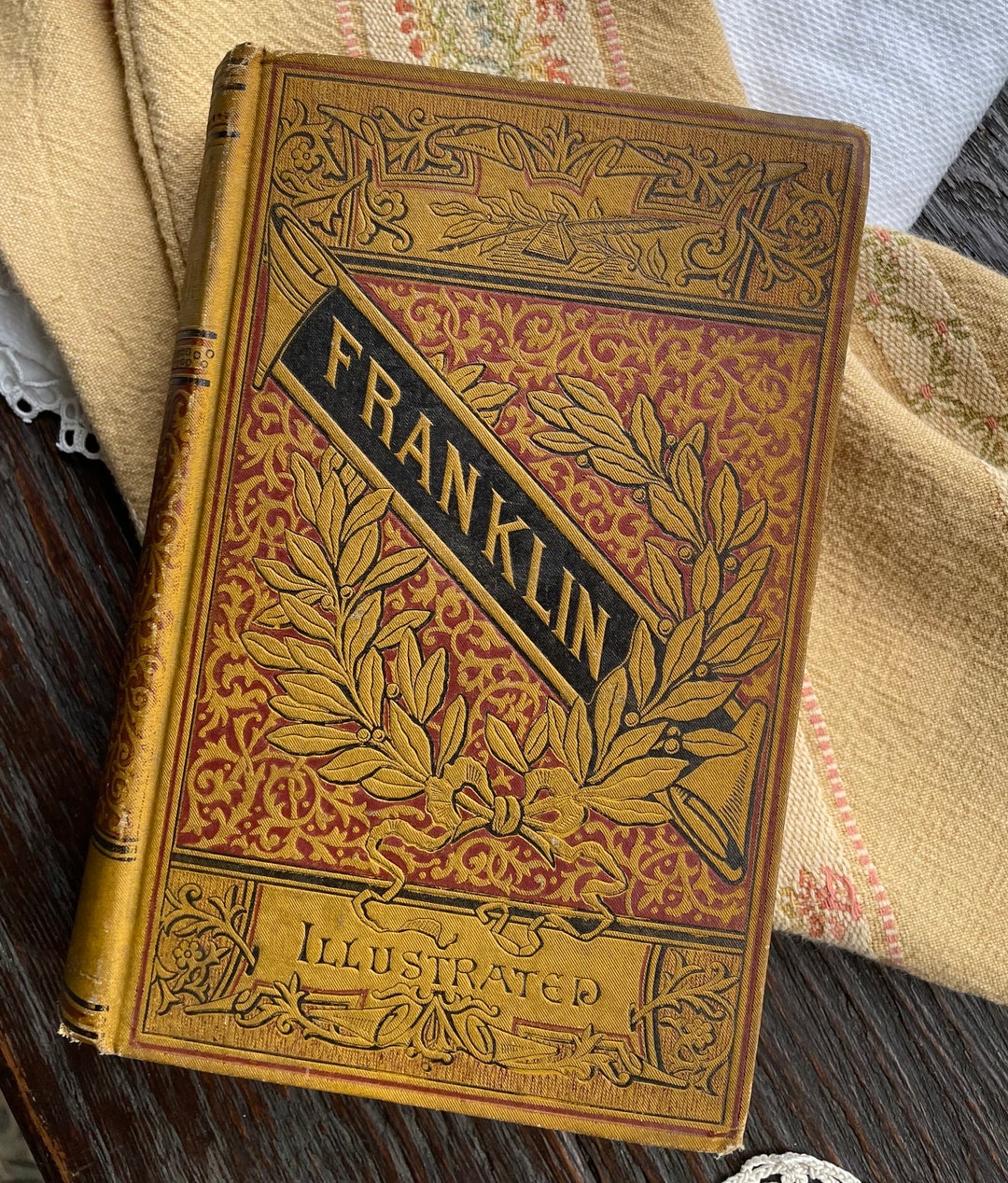 Antique Book Benjamin Franklin 1885 Illustrated Gold Burgandy Cover - Etsy